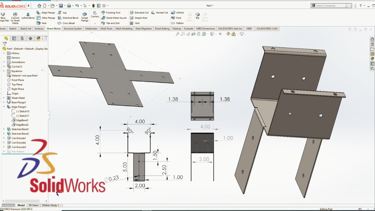 Solidworks Sheet Metal Parts: Post Cap - YouTube