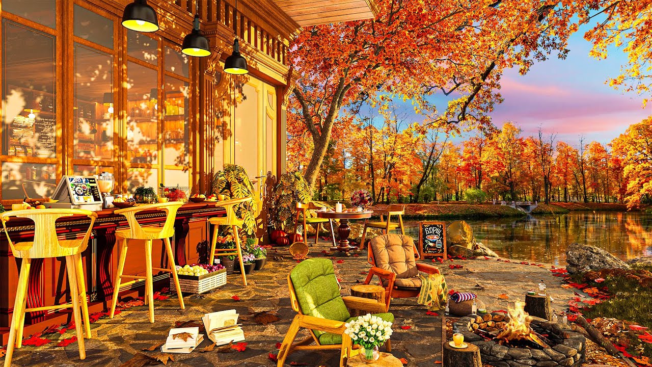 Warm Jazz Music ☕🍂 Cozy Fall Coffee Shop Ambience ~ Relaxing Jazz ...