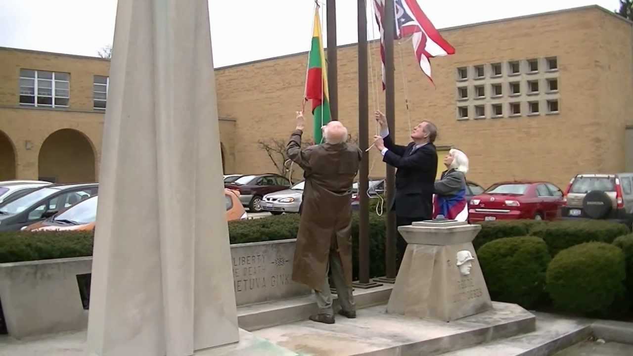 Flag raising on Lithuanian Independence Day in Cleveland - YouTube