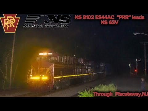 NS 8102 ES44AC “PRR” leads NS 63V through Piscataway,NJ with a nice K5HL! - YouTube