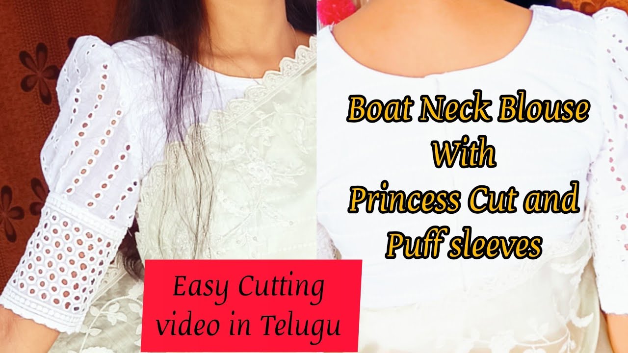 Boat Neck Blouse Princess cut Cutting and Stitching| Boat neck blouse ...