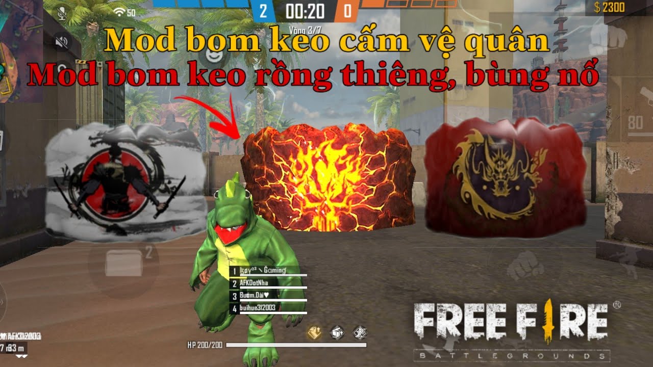 [Free Fire] HƯỚNG DẪN MOD BOM KEO RỒNG THIÊNG, CẤM VỆ QUÂN, BÙNG NỔ ...
