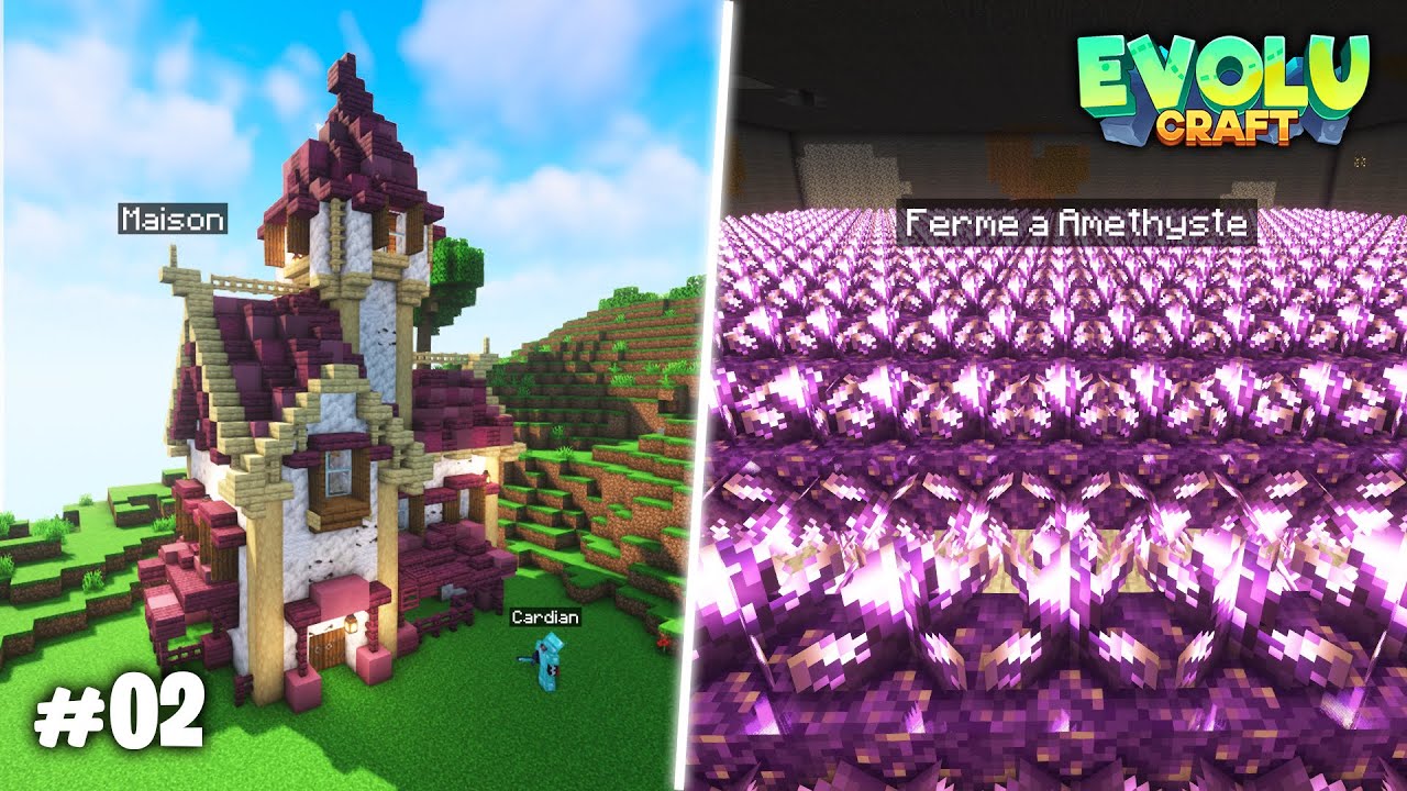J'ai CONSTRUIT une ÉNORME FERME à AMÉTHYSTE ! | Evolucraft V3 #1 ...