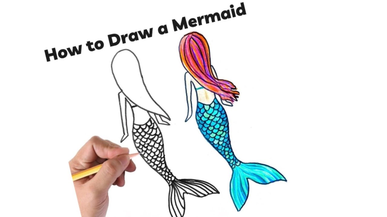 How to draw mermaid in easy way step by step #primaryschool Bighapur ...