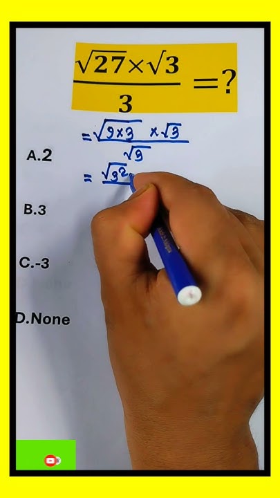 Solve : √27× √3/ 3 = ?| Square Root of Friction #maths#shorfeed#shortvideo#junaidmc - YouTube