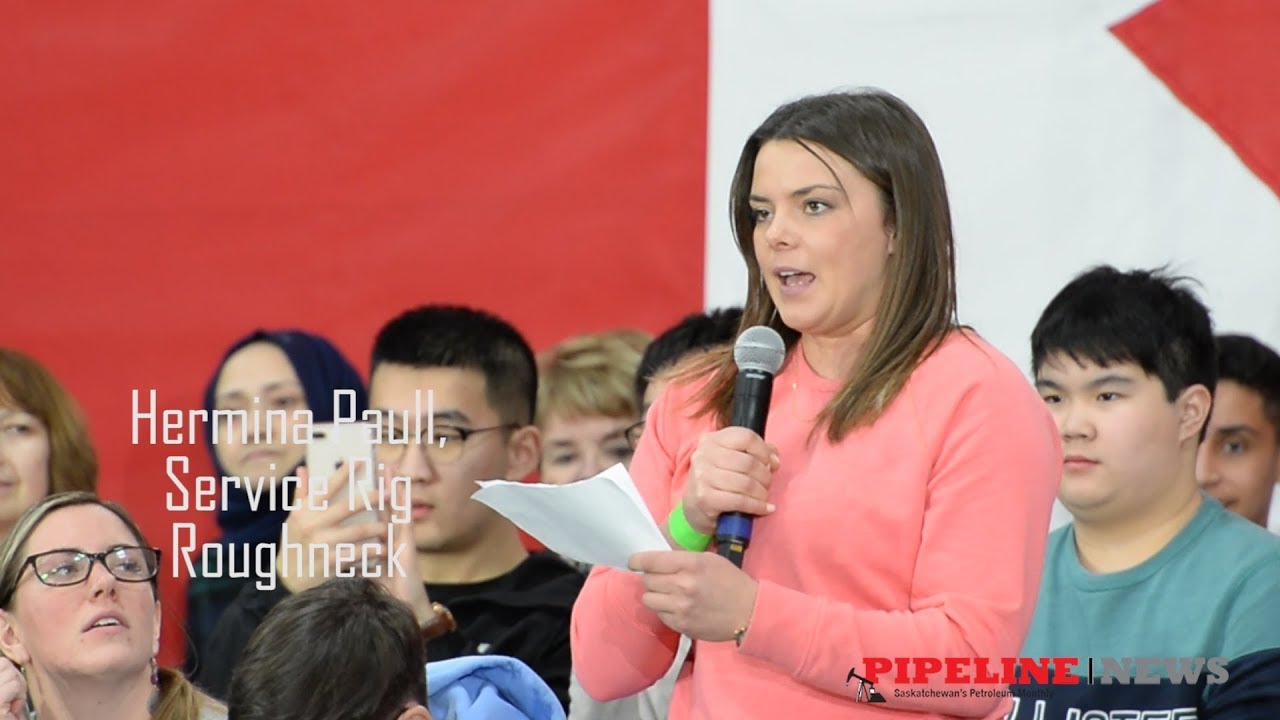 Female service rig roughneck questions Trudeau on "gender impacts ...