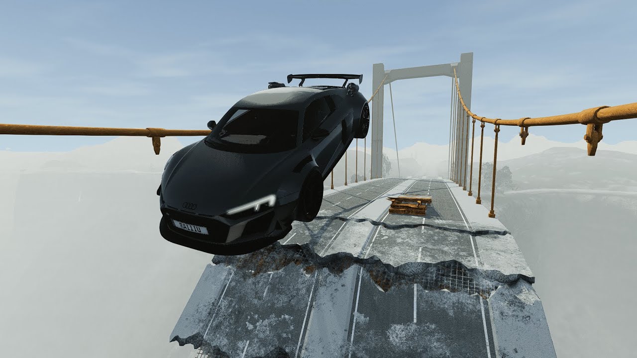 Jumping over a ruined bridge #3 - BeamNG Drive | EpicCrash - YouTube