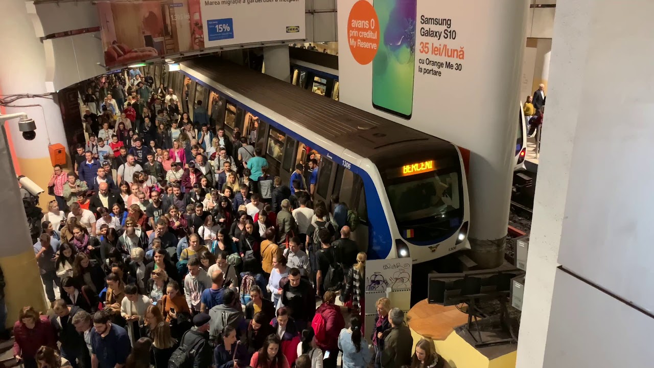 [4K]Bucharest Metro-Trains during rush hour at Piața Victoriei 1 and ...