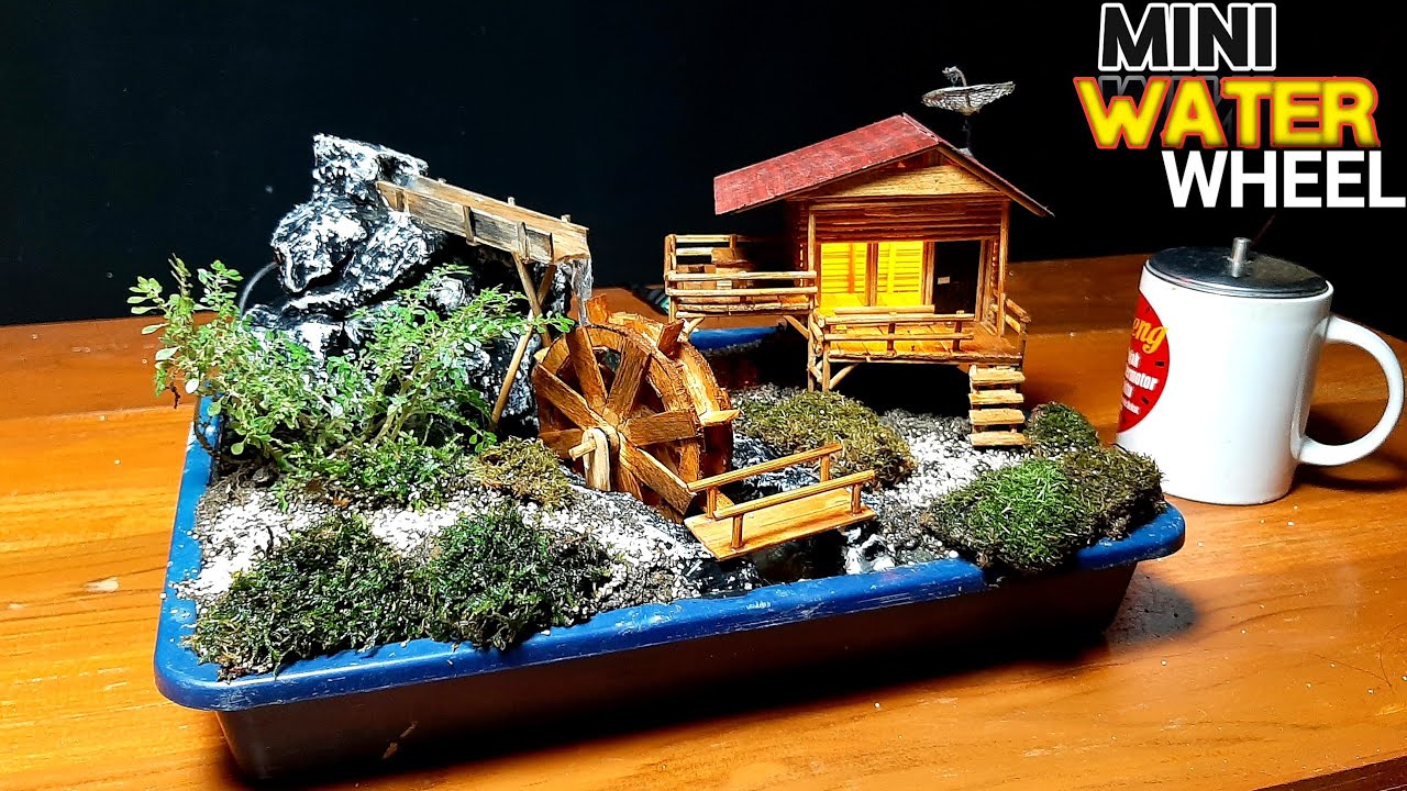 Creative Idea to Make a Mini waterwheel For Work Desk Decoration - YouTube