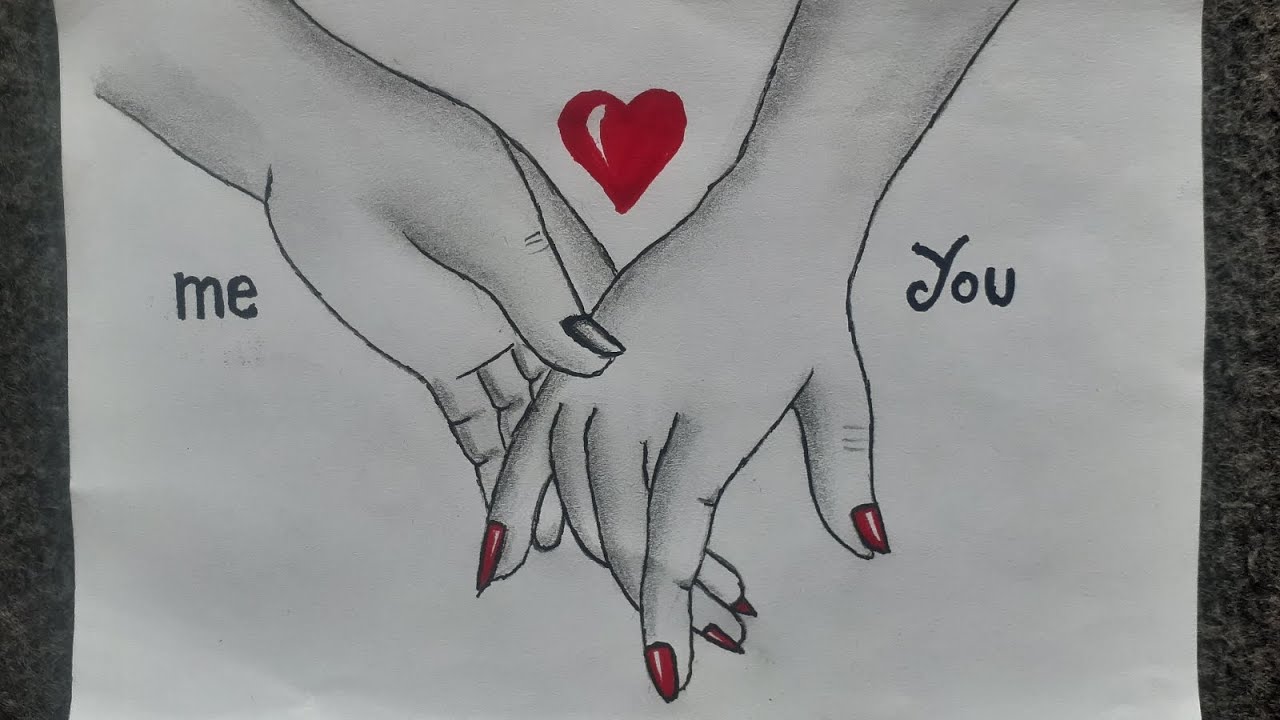 Romantic couple holding hands drawing || valentine day drawing ||Easy ...