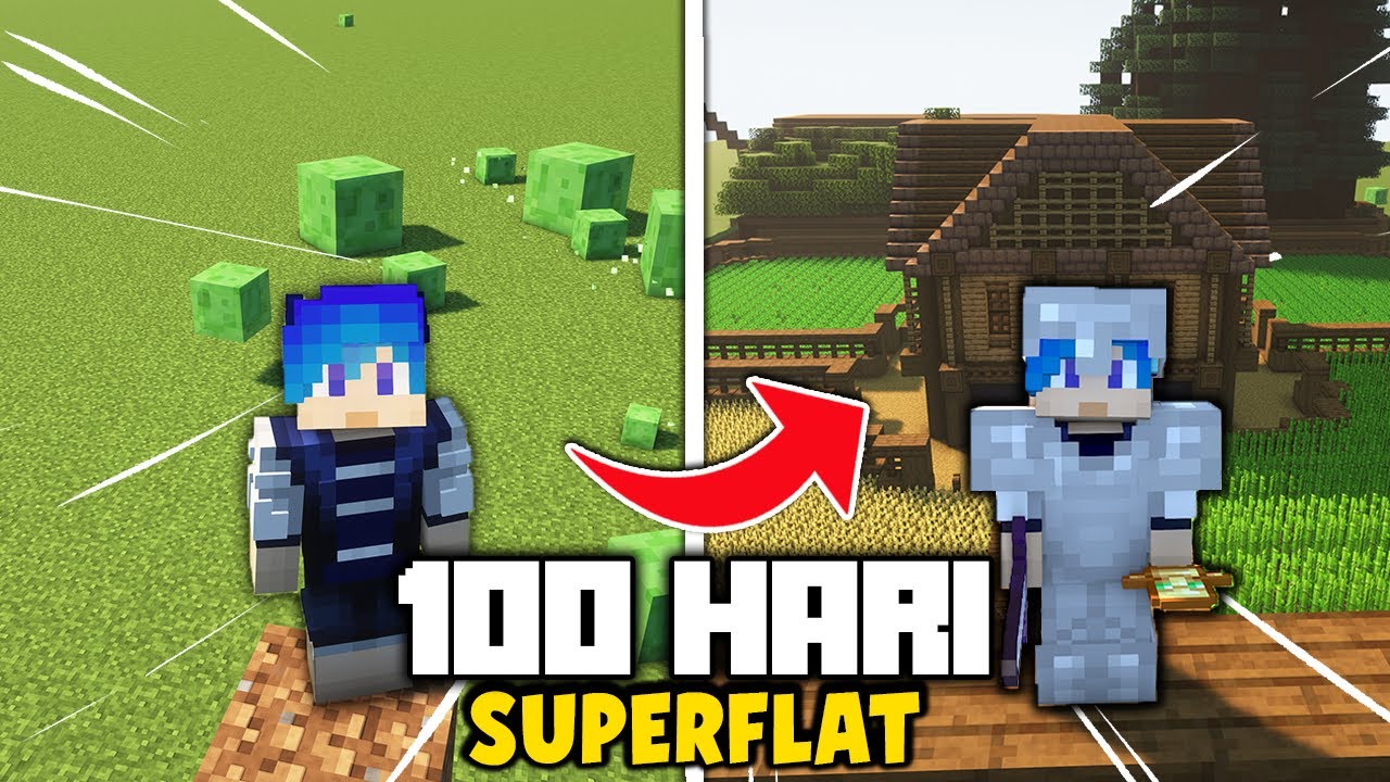 100 Hari Minecraft SUPERFLAT No Structure - YouTube
