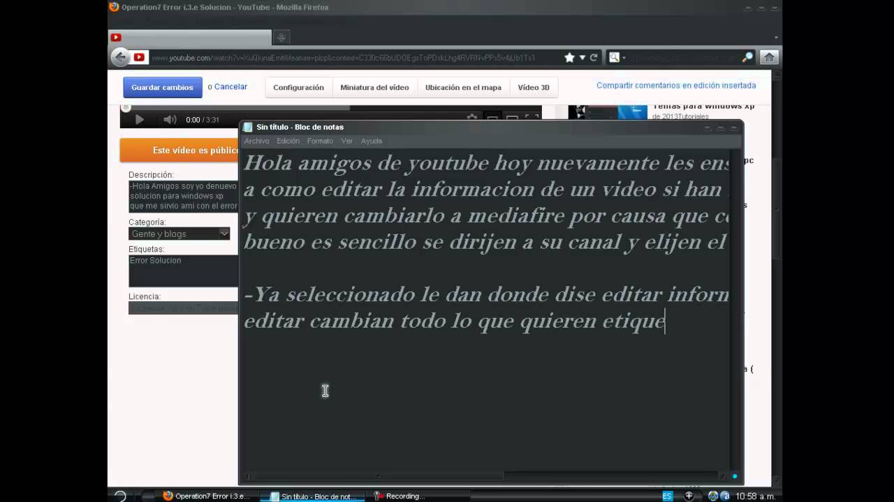 Como cambiar la informacion de un Video Ya subido a Youtube(HD) - YouTube