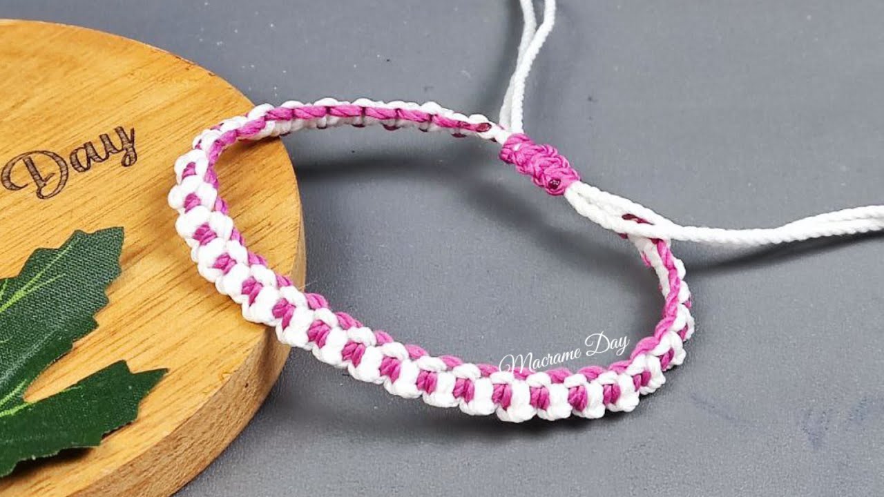 How to Make Bracelet with Square Knot Variation | Simple Macrame Bracelet Tutorial - YouTube
