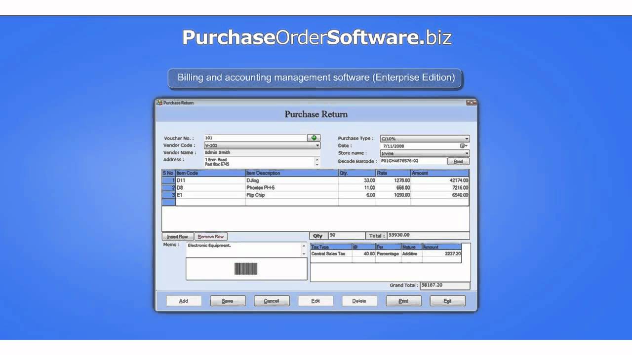 Features of Purchase Order Software - YouTube
