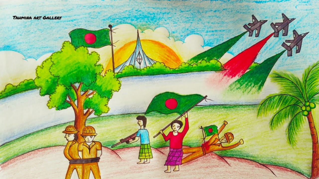 How to draw Victory Day scenery of 16 December 1971 || Bangladesh ...