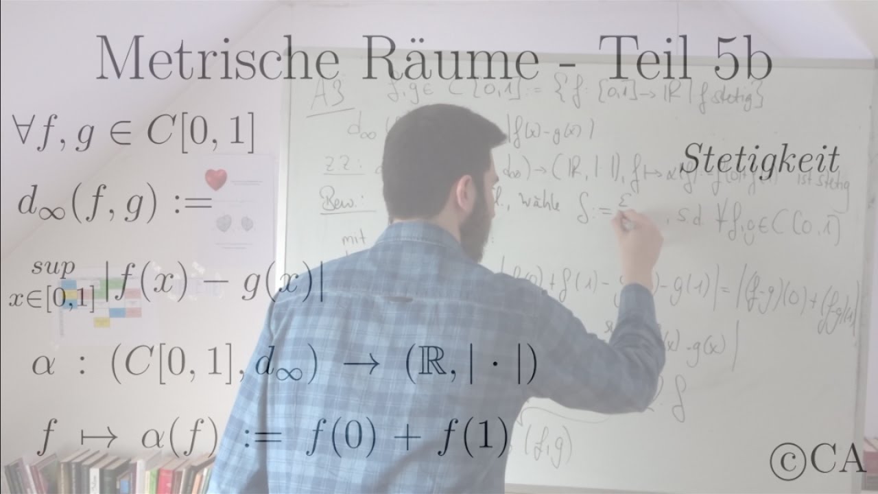 Metrische Räume Teil 5b Aufgabe Lösung stetig f(0) + f(1) von [0,1 ...
