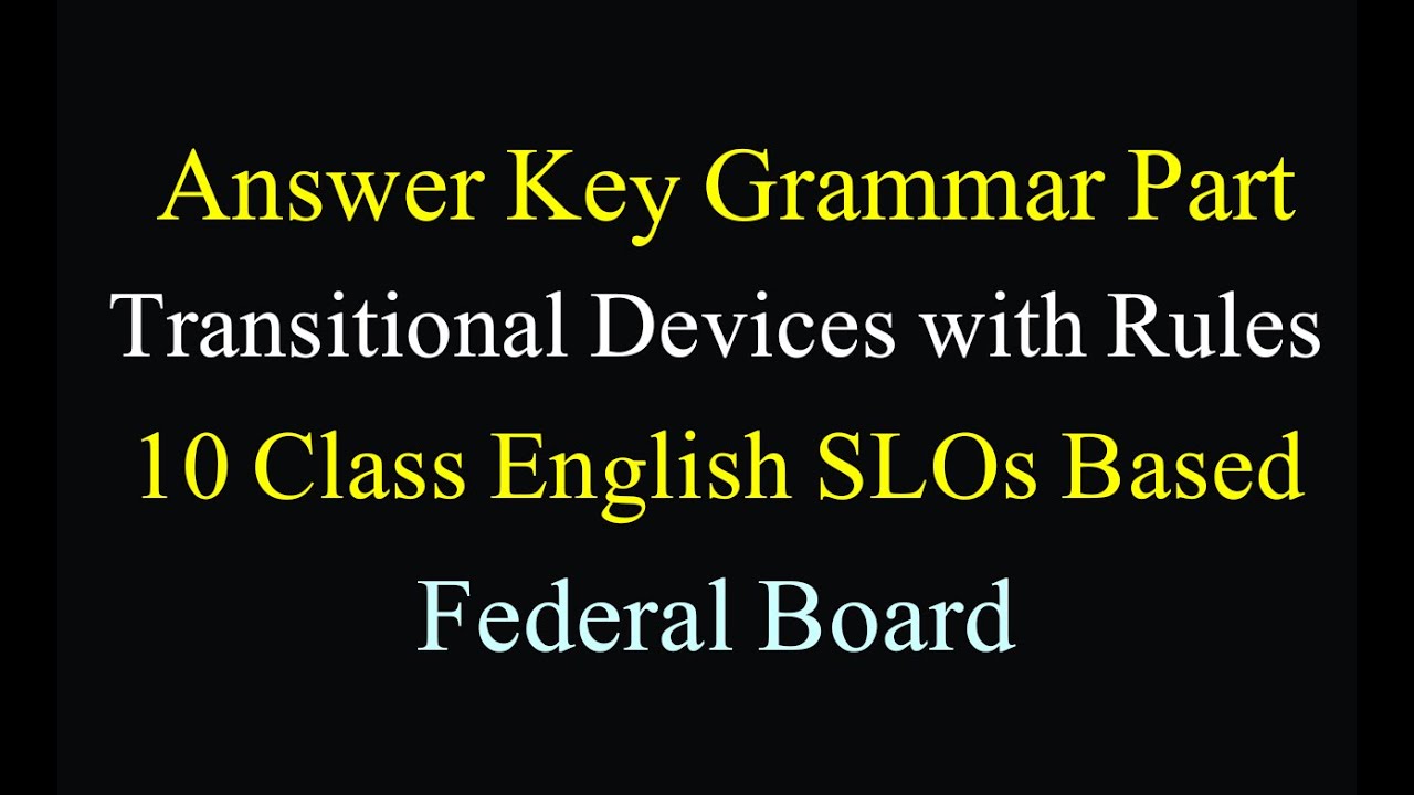 10 Class English FBISE |Paper Answer Key |Grammar Part & Rules ...
