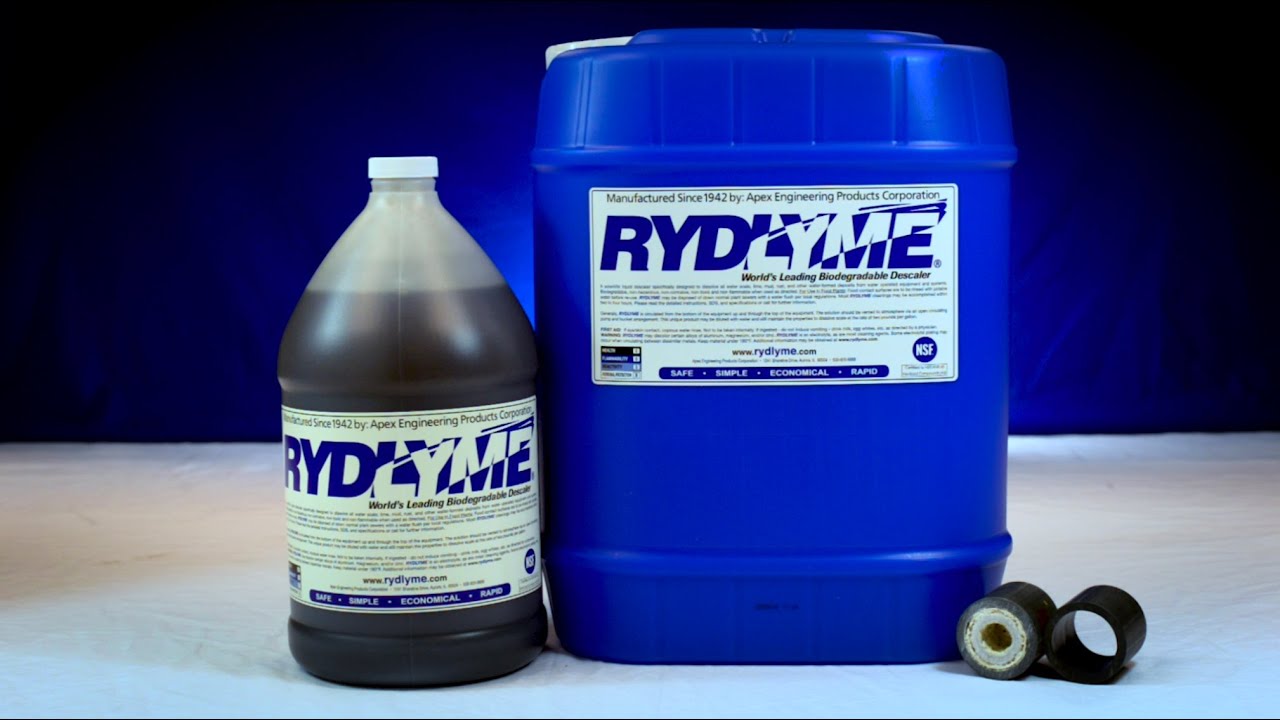 RYDLYME removes scale deposit from pipe - YouTube