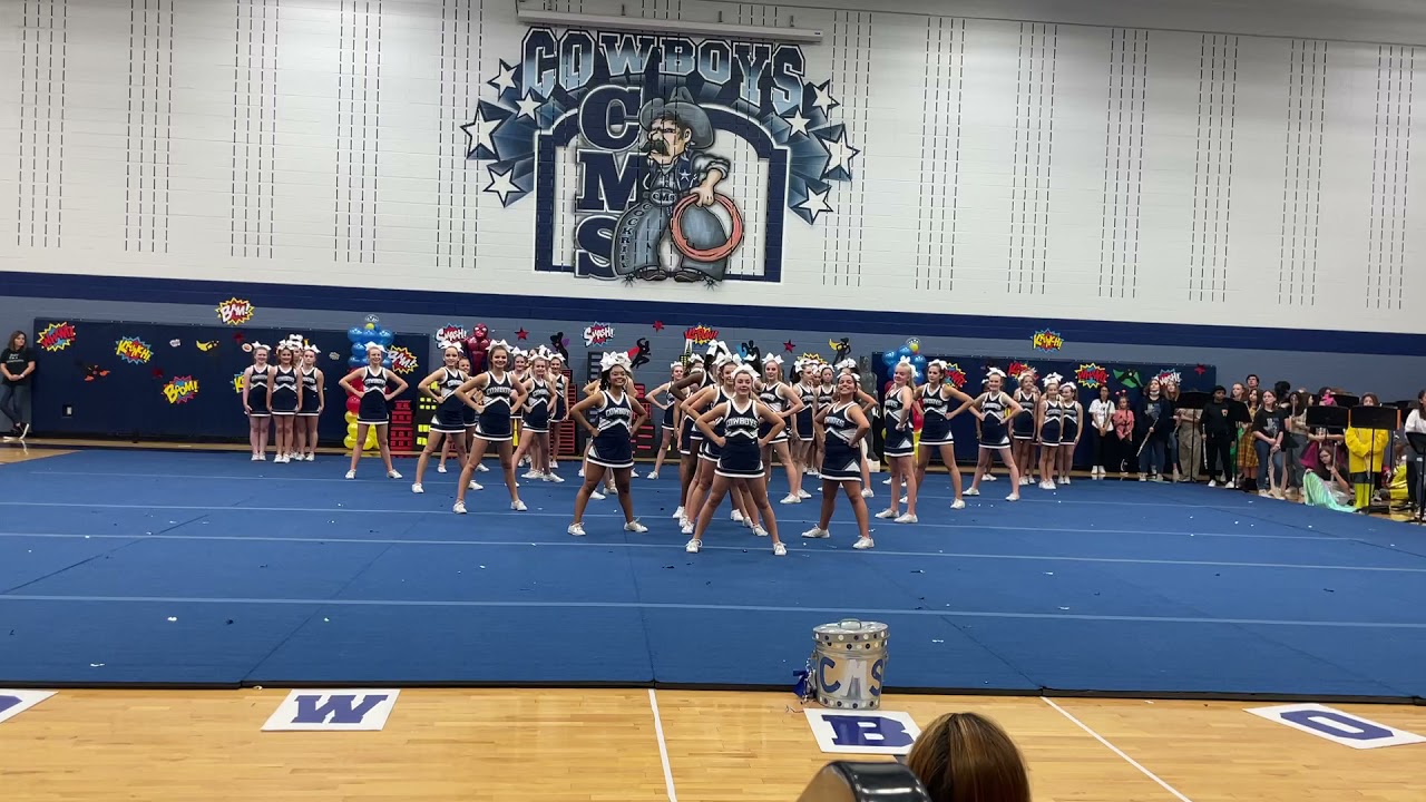 October 29 Superhero Pep Rally Cockrill Cheerleaders - YouTube