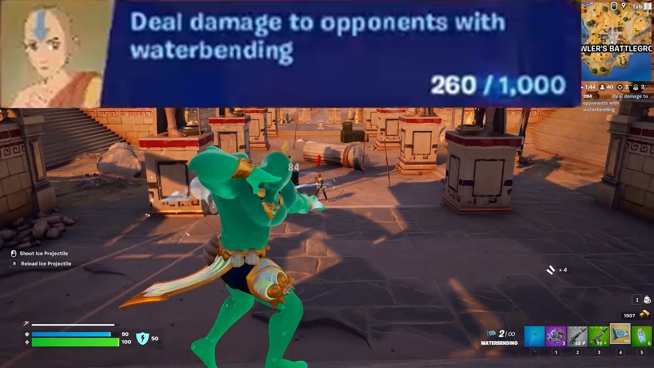 Deal damage to opponents with waterbending Fortnite - YouTube