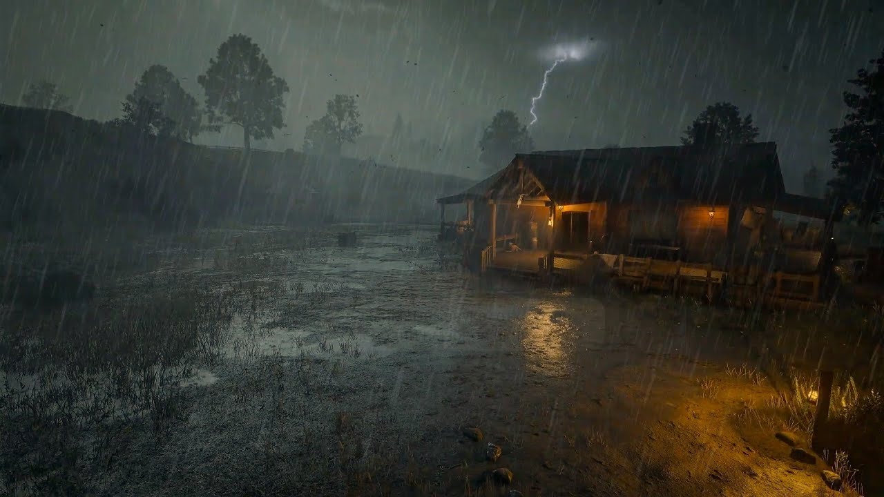 Severe thunderstorm on the ranch with heavy rain | Ambience rain ...