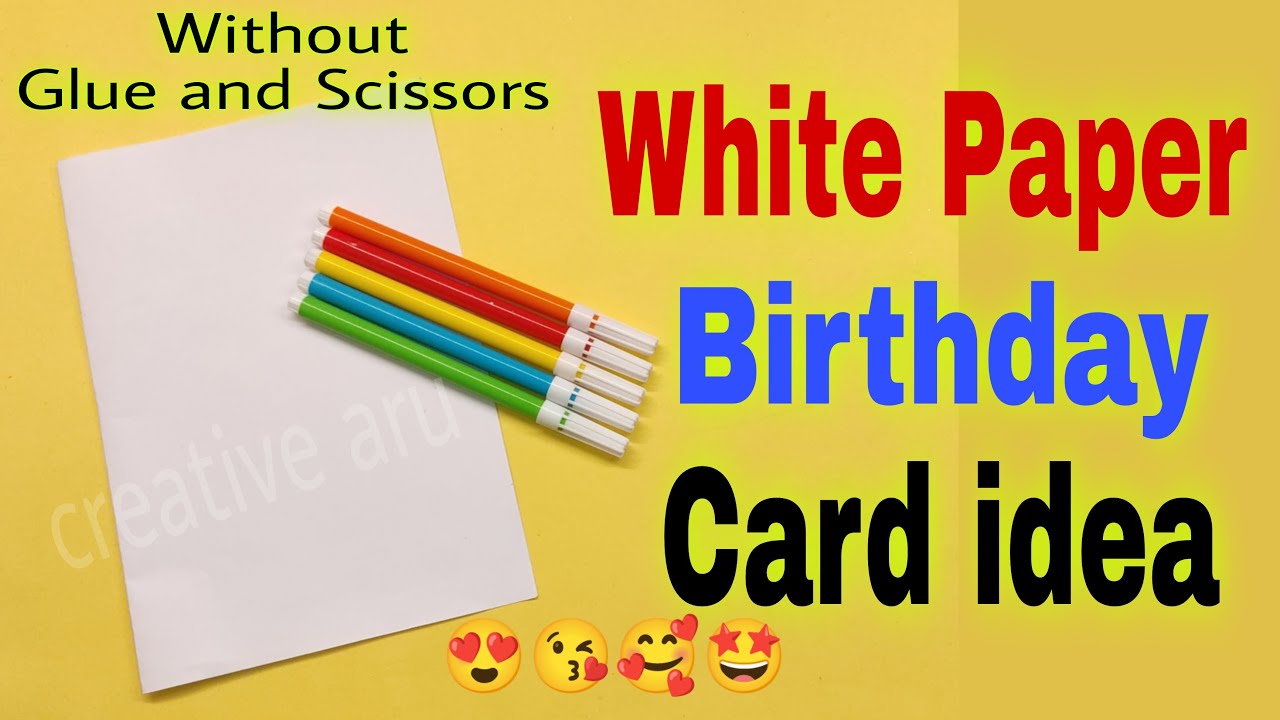 White Paper Birthday Card Without Glue And Scissors Greeting Card DIY White Paper Birthday Card Without Glue And Scissors Greeting Card DIY