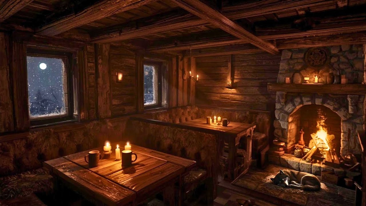 Cozy Medieval Tavern Ambience - Warm Winter Night | Crackling Fire ...