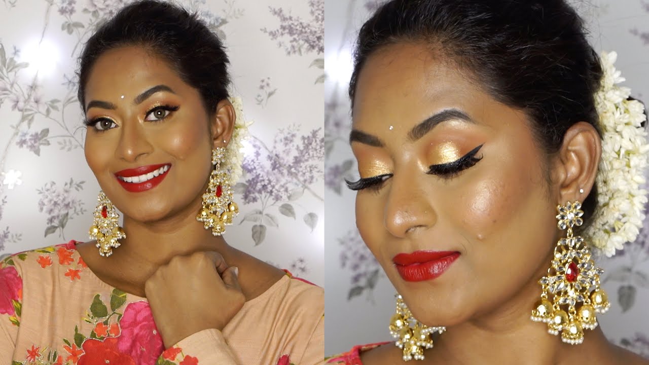 Classic Gold and Red Festive Makeup look 💄 - YouTube