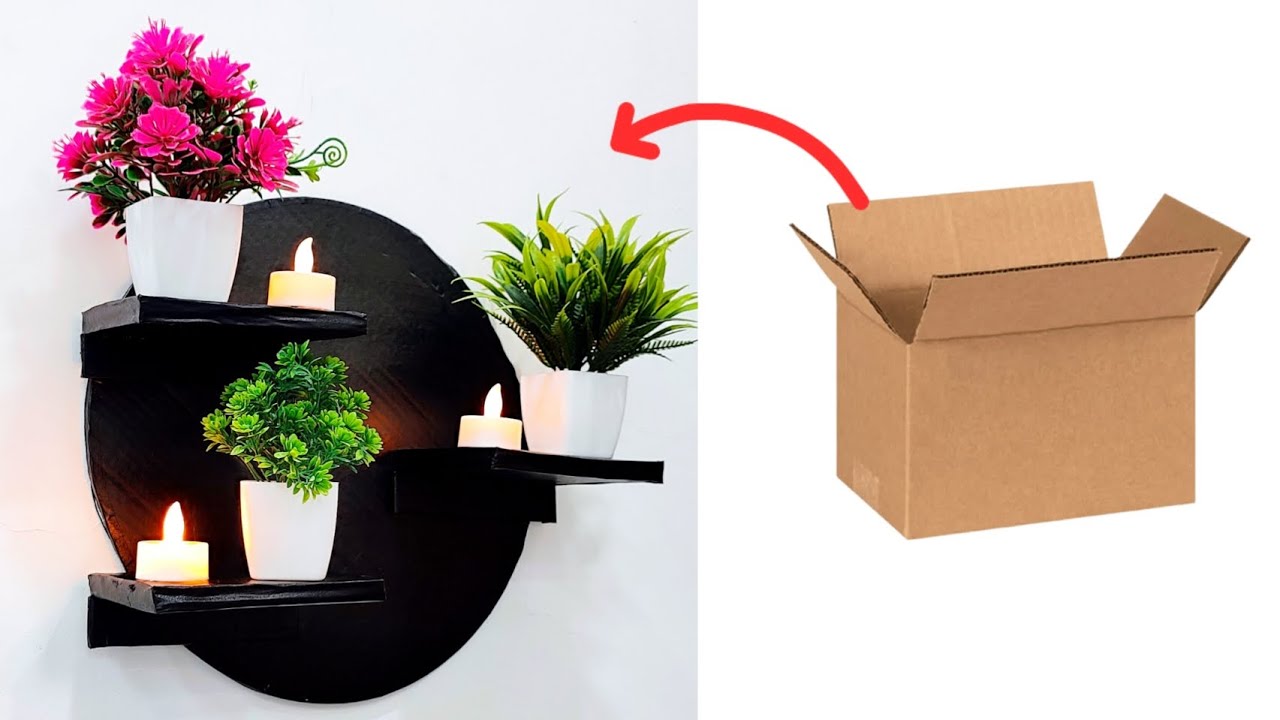 how to make cardboard wall shelf || cardboard wall shelf making ...
