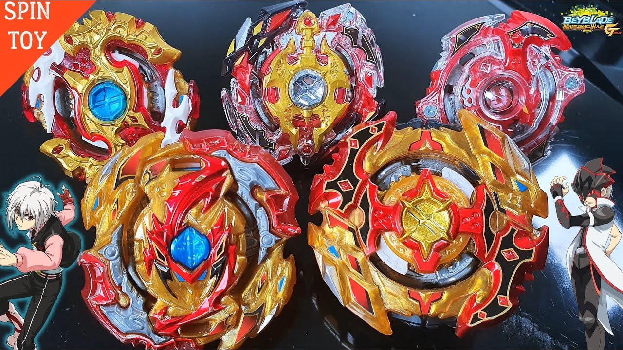 Beyblade Burst GT Lord Spriggan VS Cho-Z VS Requiem VS Legend VS Storm ...