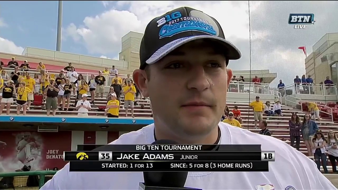 Jake Adams Talks Iowa Baseball Title - YouTube