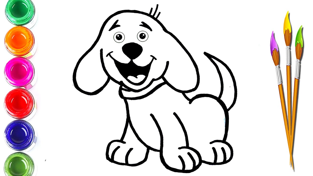 How To Draw Dog ? Dog Drawing, Painting, Coloring for Kids & Toddlers ...