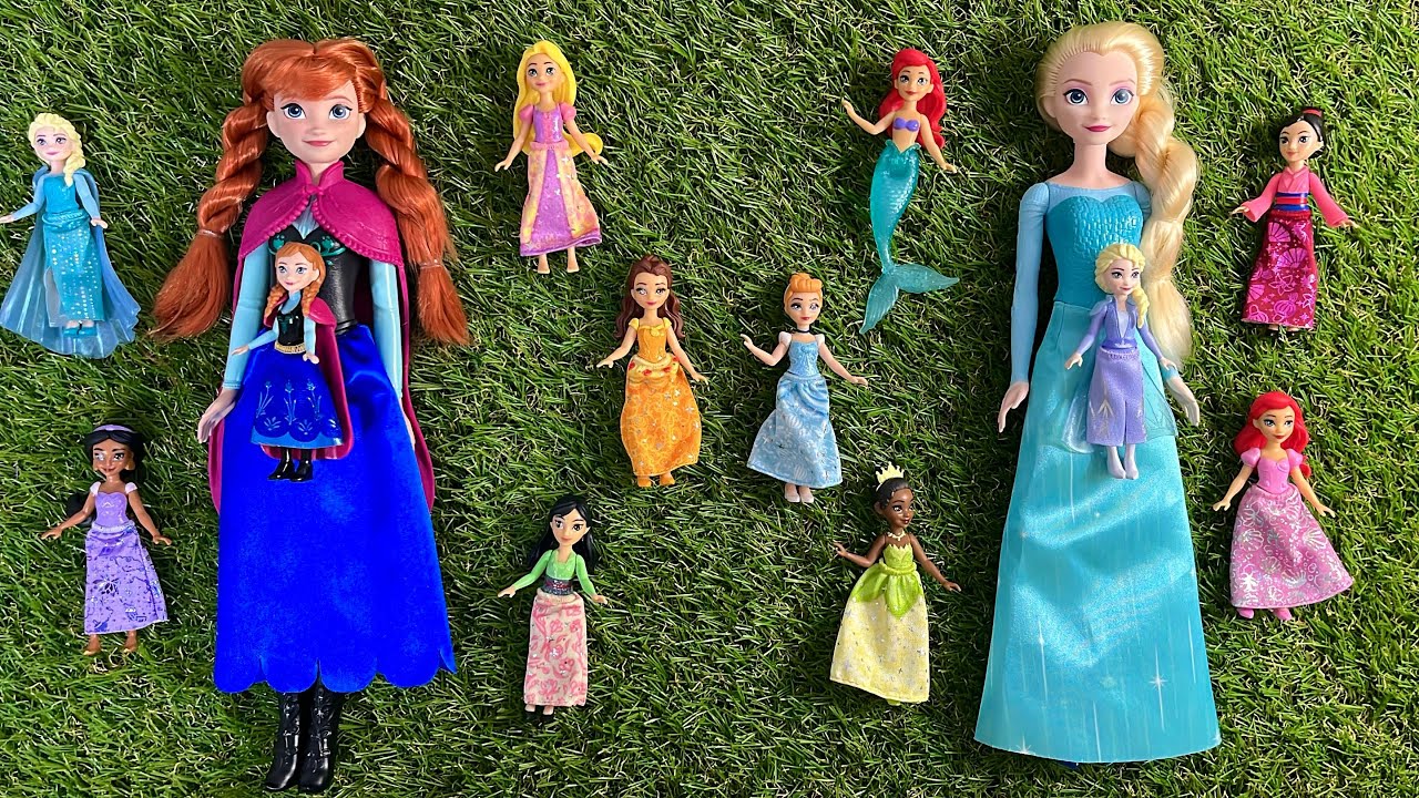 Disney Princess Frozen Dolls Unboxing Elsa, Anna, Belle & Ariel ...
