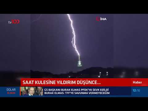 Mekke'nin saat kulesine yıldırım düştü