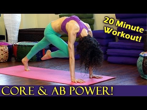 20 Minute Yoga Workout for Core Strength, Abs & Arms, Power Plank Pose Fitness Training Routine