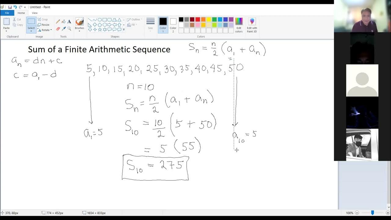 Finding The Sum Of A Finite Arithmetic Sequence Youtube