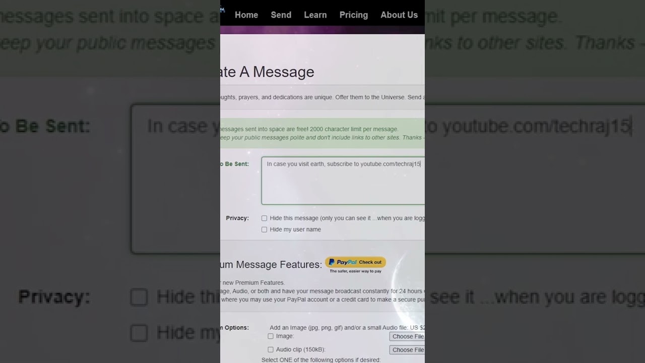 Send a message into space with this website! - YouTube