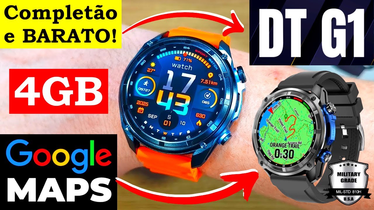 REVIEW SMARTWATCH DT G1 COM GPS, MAPAS OFFLINE, 4GB DE MEMÓRIA, 3ATM ...