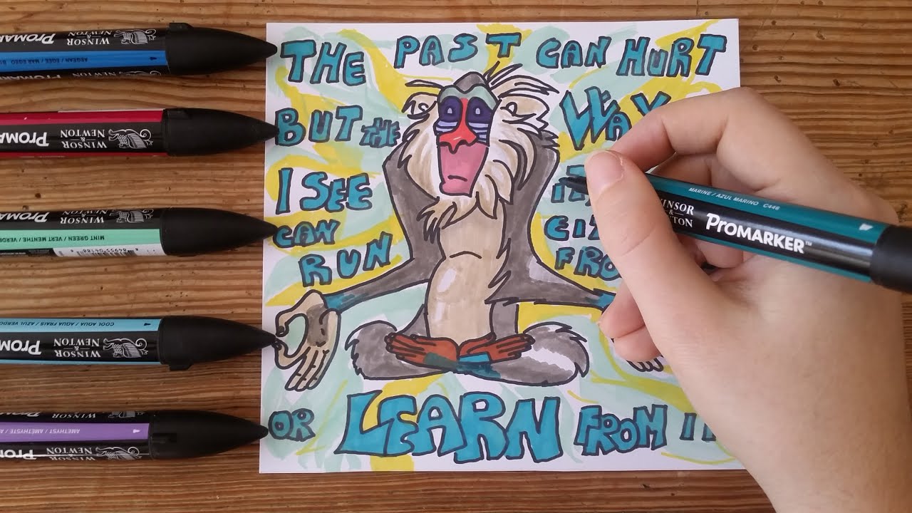 How to draw Rafiki - Speed drawing The Lion King (adults - kids) - YouTube