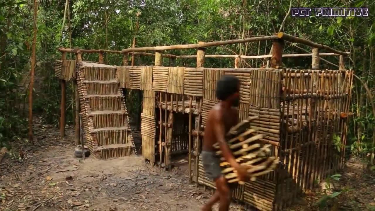 Primitive | Amazing Building The Most Beautiful Wooden Villa By a Man ...