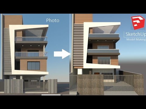 2019 Modern House Front Elevation Design making in Google Sketchup ...