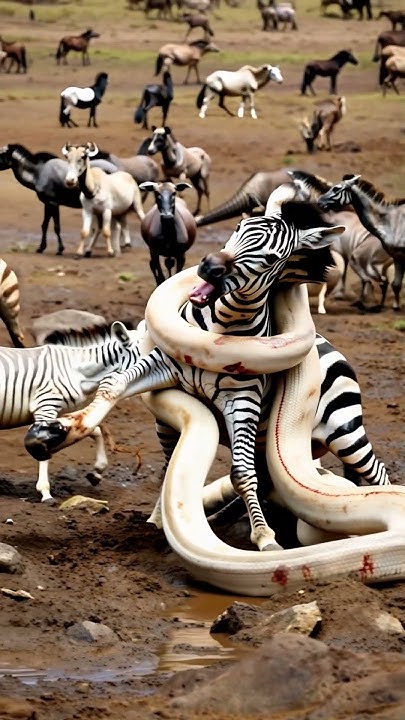 The zebras don't know what's going on with the python #youtubeshorts # ...