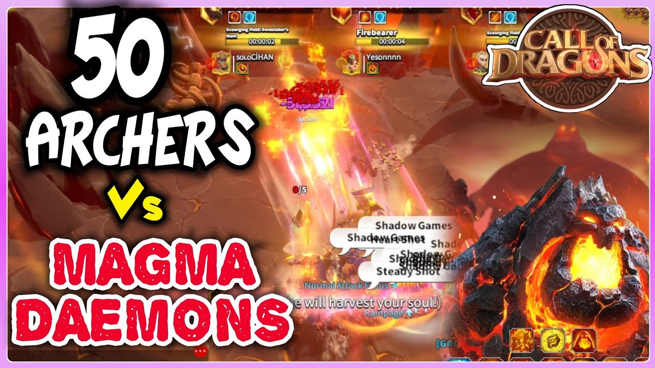 Call of dragons - high dps 50 archers VS magma daemons | 2 matches ...