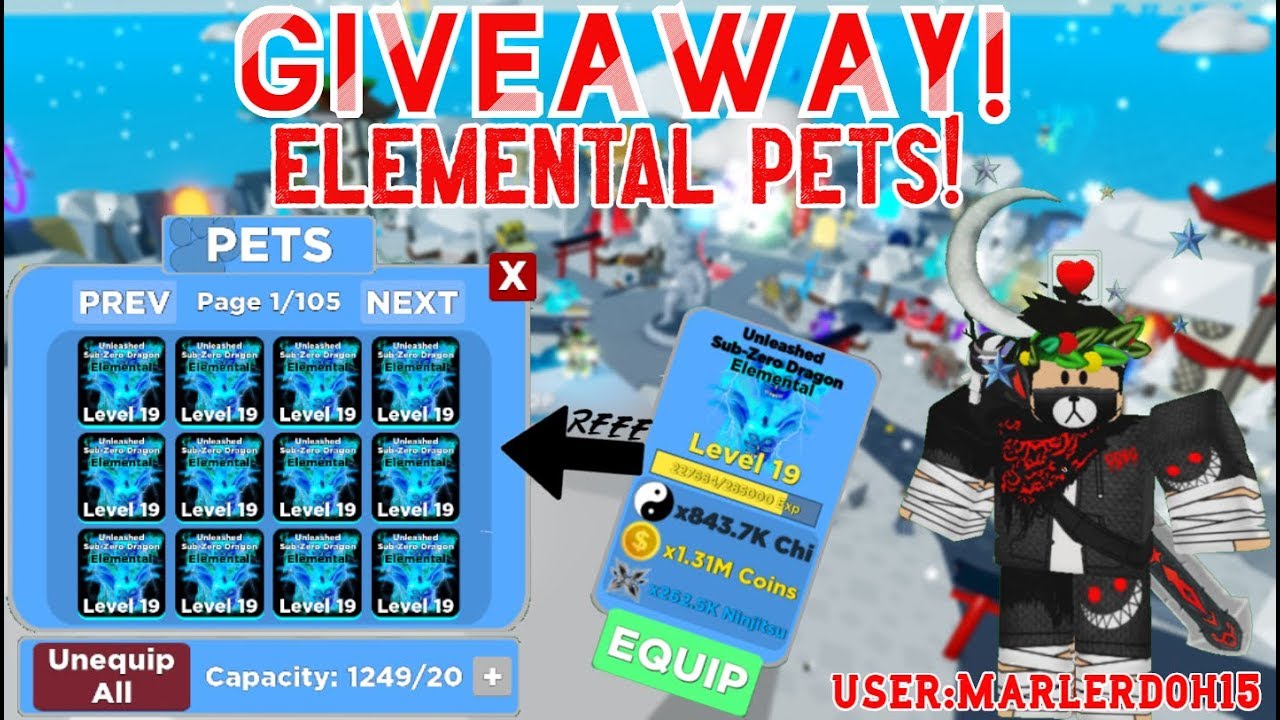🔴LIVE🔴 Ninja legends Giveaway🎁Elemental pets! - YouTube