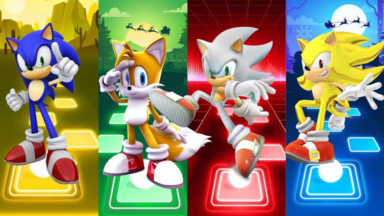 Sonic vs Tails vs Super Sonic vs Hyper Sonic Tiles Hops EDM RUSH! - YouTube