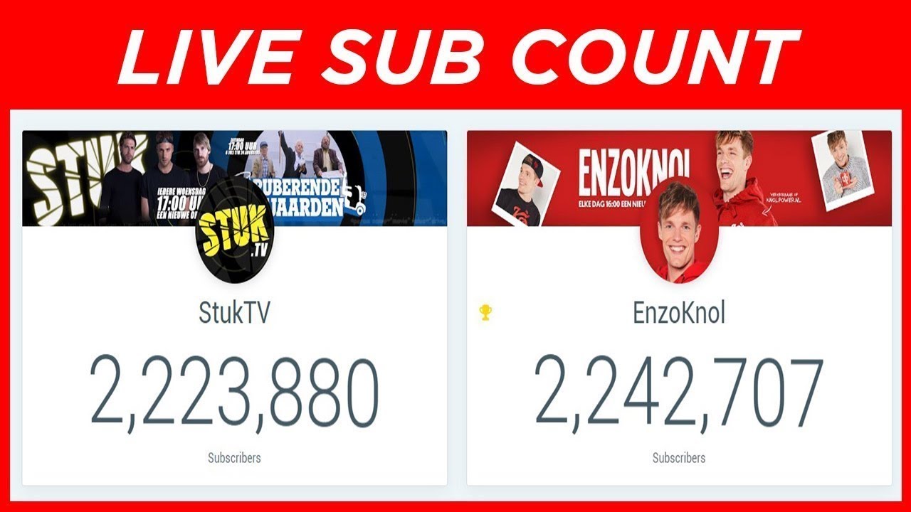 Sub Counter Stream I Enzo Knol VS StukTV! - YouTube