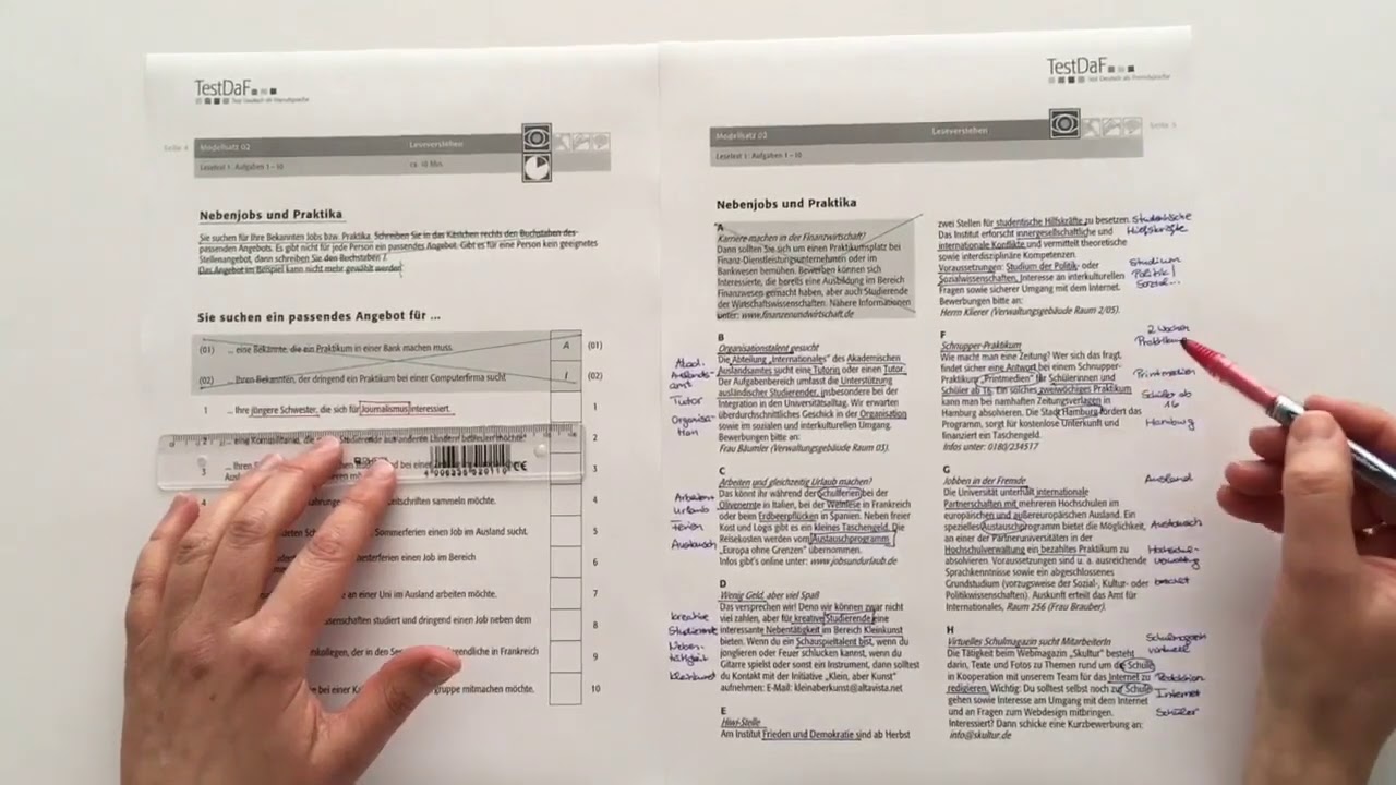 TestDaF бэлтгэл – Prüfungsteil Leseverstehen 1 - YouTube