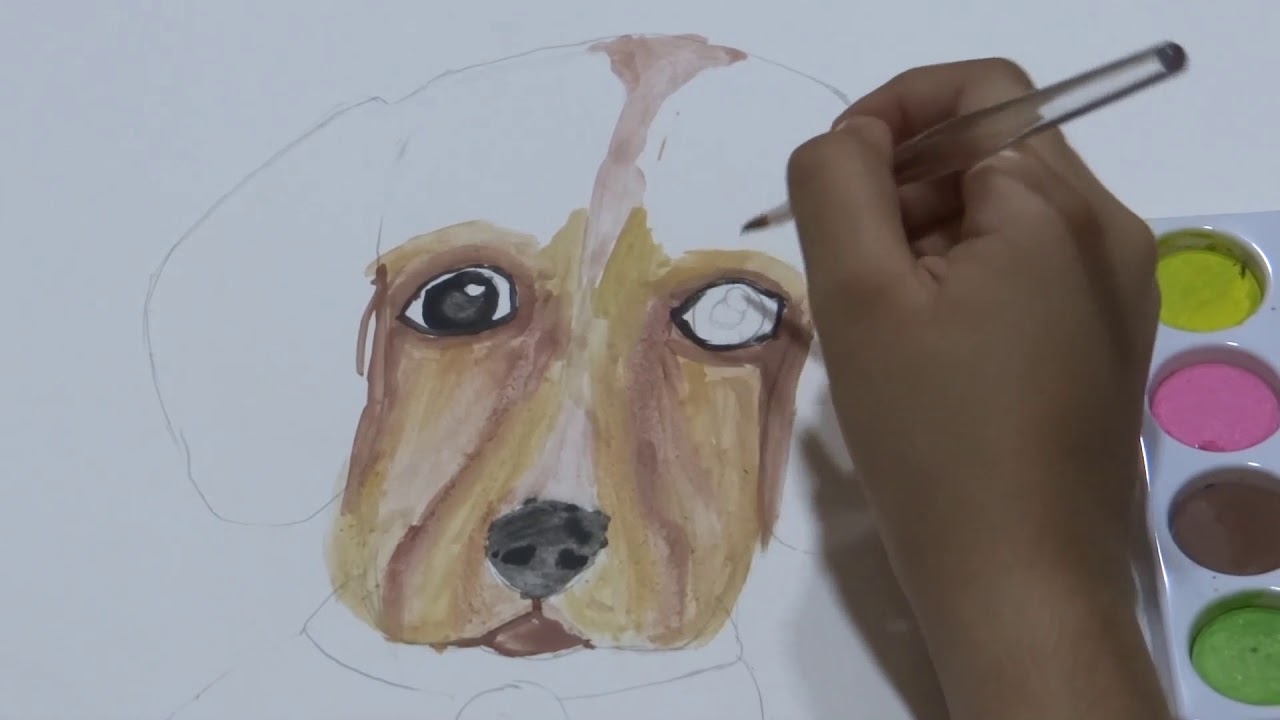 Dog drawing easy | Easy Animals painting | Water color painting | For ...