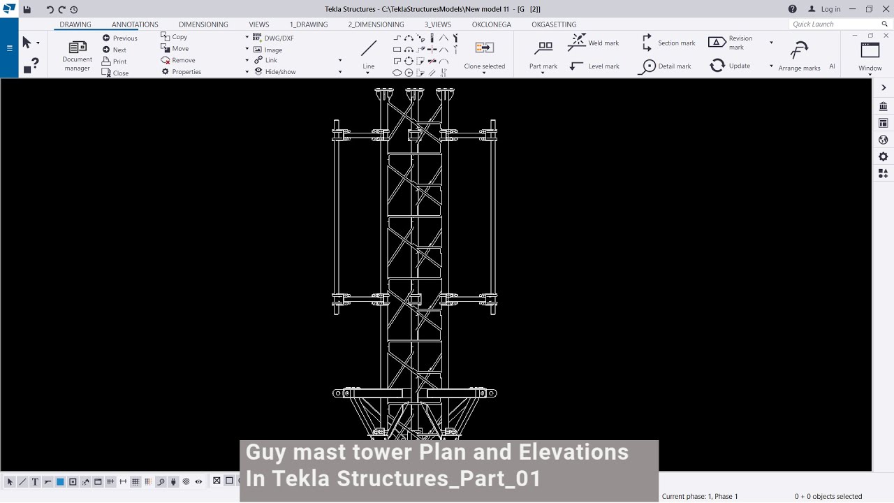 Guy mast tower Plan and Elevations In Tekla Structures_Part_01 - YouTube