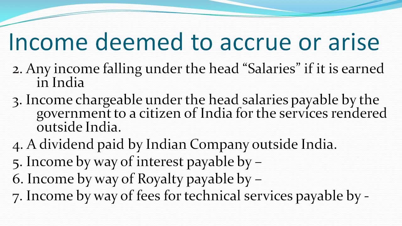 Income Accruing or Arising | Income deemed to Accrue or Arise - YouTube